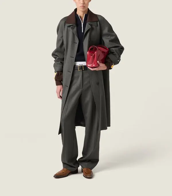 Miu Miu Wool Straight Trousers - Grey
