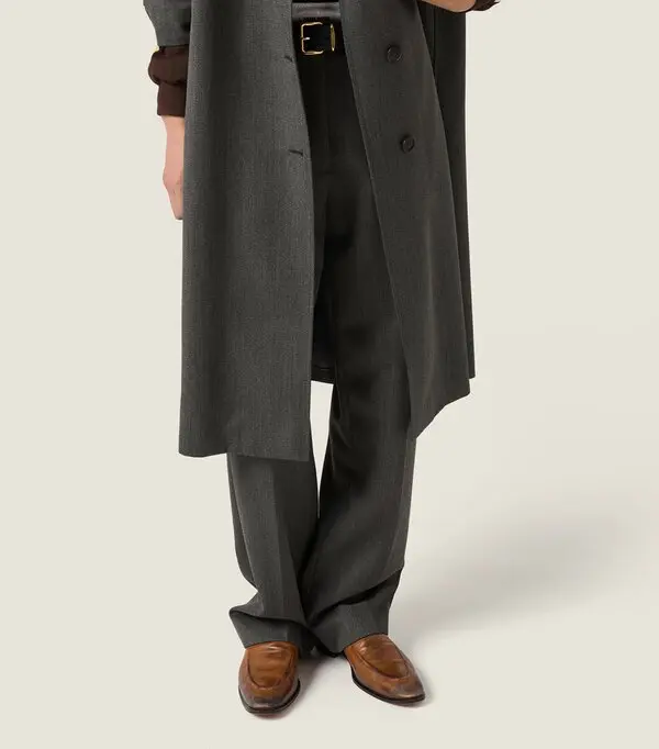 Miu Miu Wool Straight Trousers - Grey