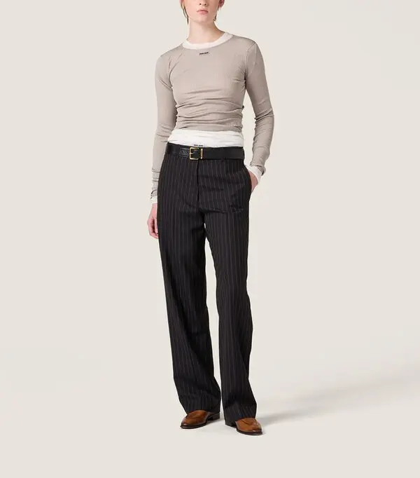 Miu Miu Wool Pinstripe Trousers