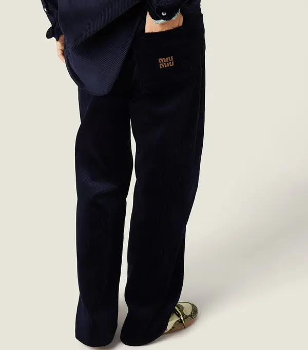 Miu Miu Corduroy Wide-leg Trousers - Blue