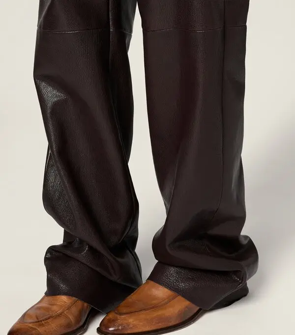 Miu Miu Leather Trousers - Brown