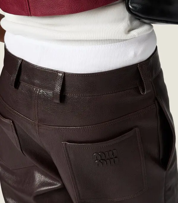Miu Miu Leather Trousers - Brown