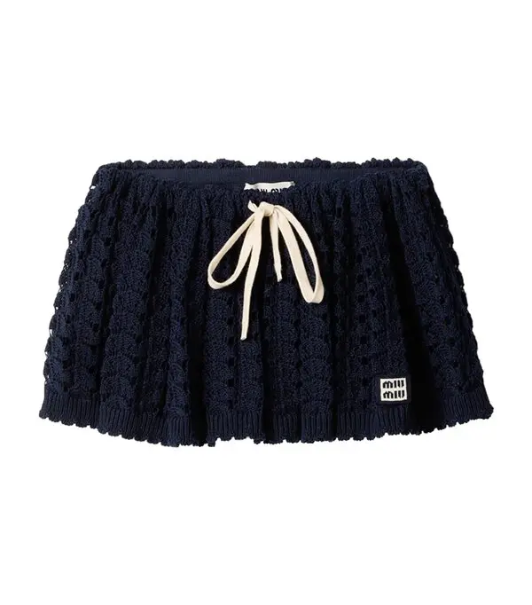 Miu Miu Crochet Drawstring Mini Skirt