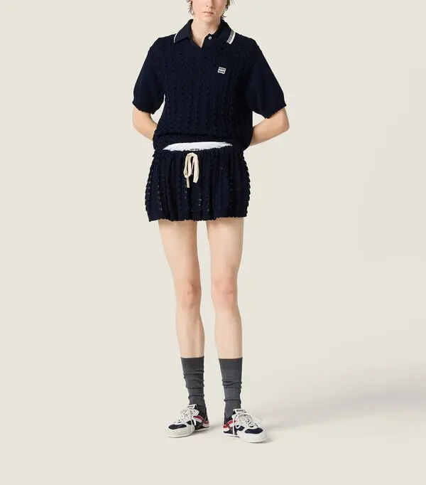 Miu Miu Crochet Drawstring Mini Skirt
