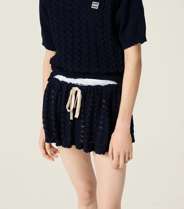 Miu Miu Crochet Drawstring Mini Skirt