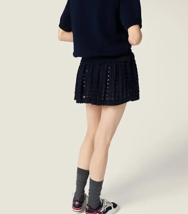 Miu Miu Crochet Drawstring Mini Skirt