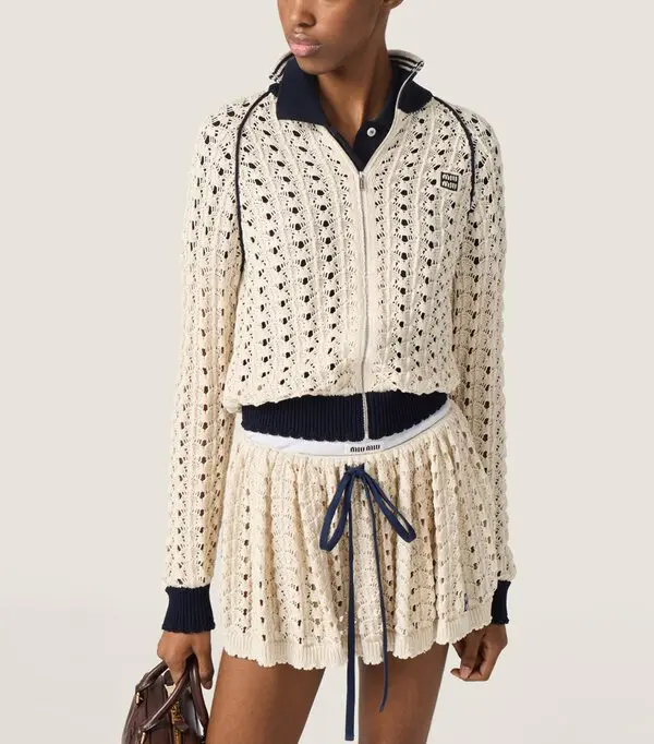Miu Miu Crochet Zip-up Cardigan
