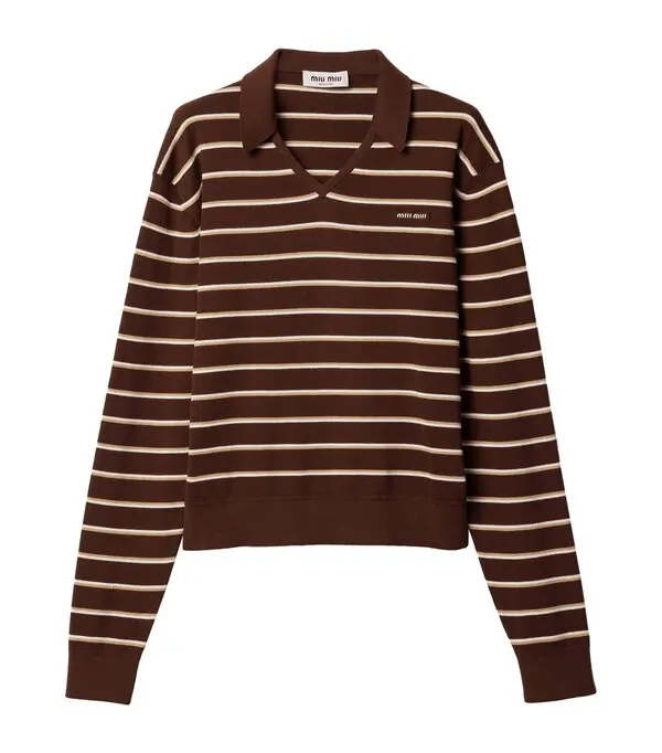 Miu Miu Cotton-blend Striped Polo Sweater