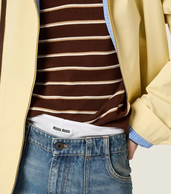 Miu Miu Cotton-blend Striped Polo Sweater