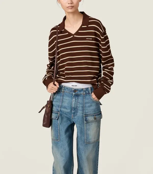 Miu Miu Cotton-blend Striped Polo Sweater