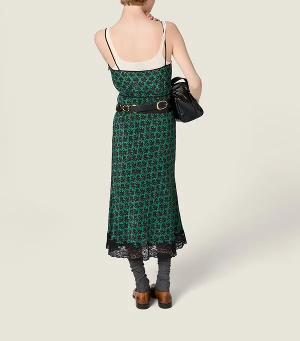 Miu Miu Silk Crepe De Chine Midi Dress