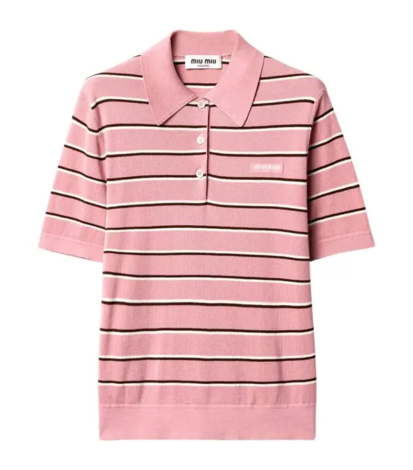 Miu Miu Stretch-cotton Striped Polo Shirt
