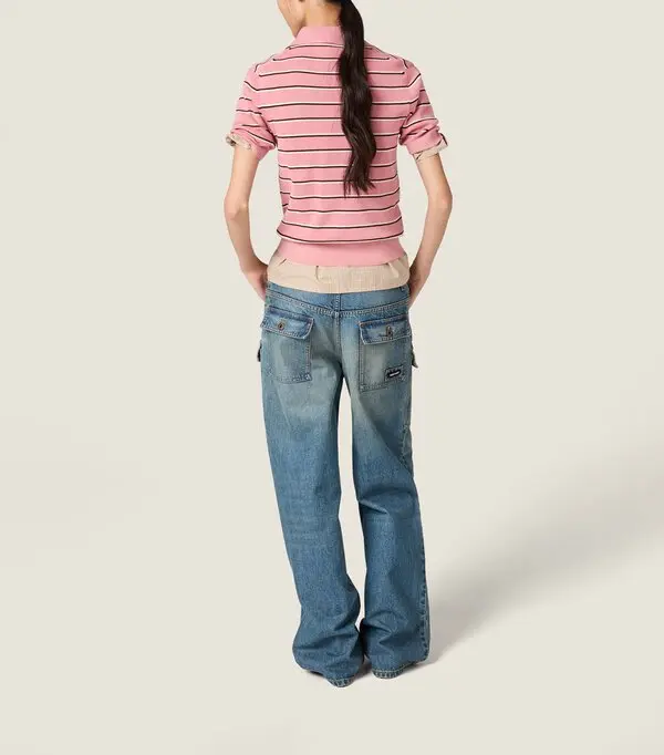 Miu Miu Stretch-cotton Striped Polo Shirt