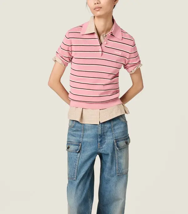 Miu Miu Stretch-cotton Striped Polo Shirt