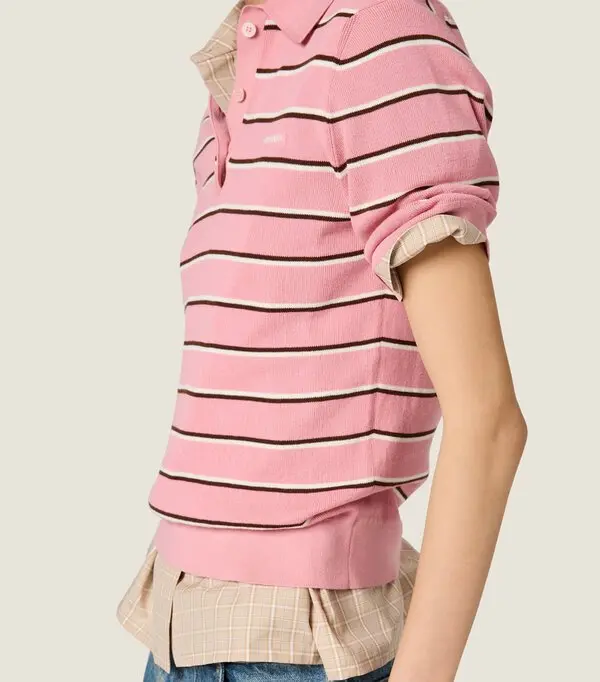 Miu Miu Stretch-cotton Striped Polo Shirt