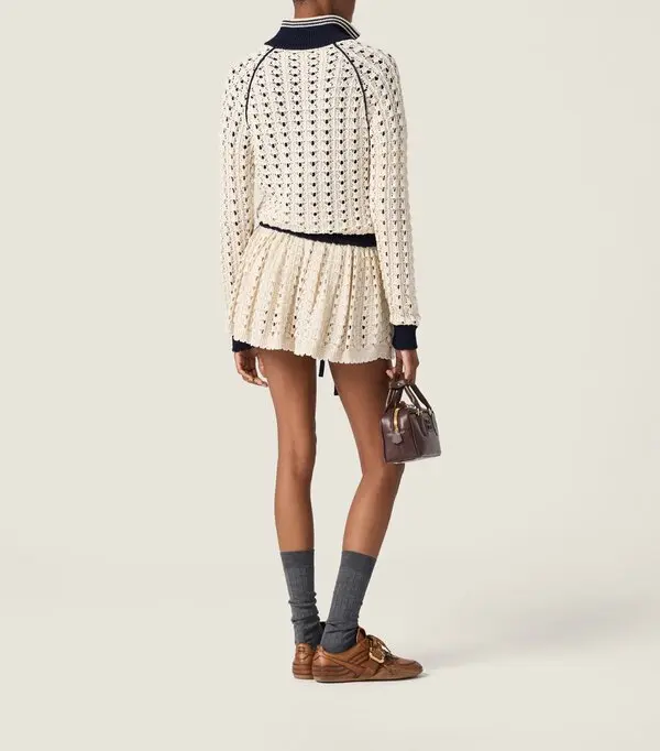 Miu Miu Cotton Openwork-knit Mini Skirt