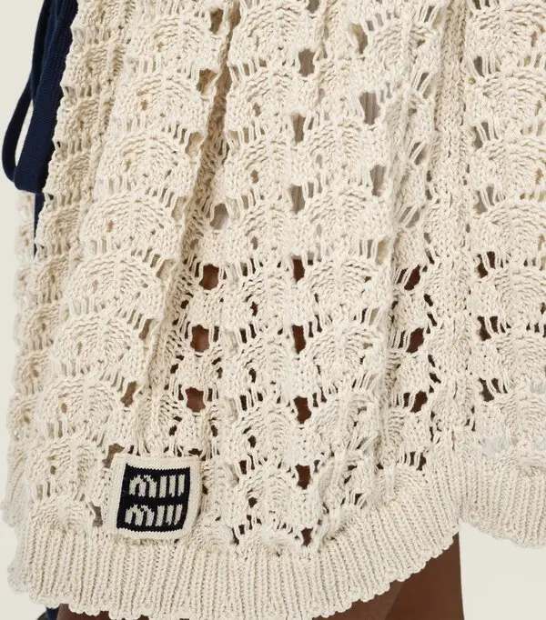 Miu Miu Cotton Openwork-knit Mini Skirt