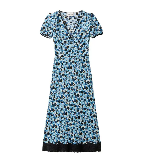 Miu Miu Silk Crepe De Chine Midi Dress