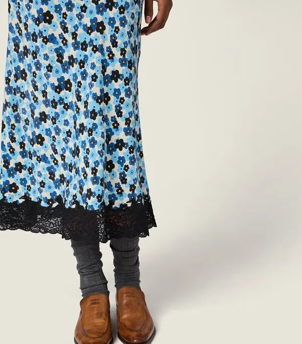 Miu Miu Silk Crepe De Chine Midi Dress