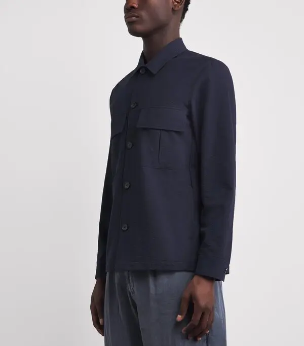 Paul Smith Seersucker Twin-pocket Overshirt - Blue