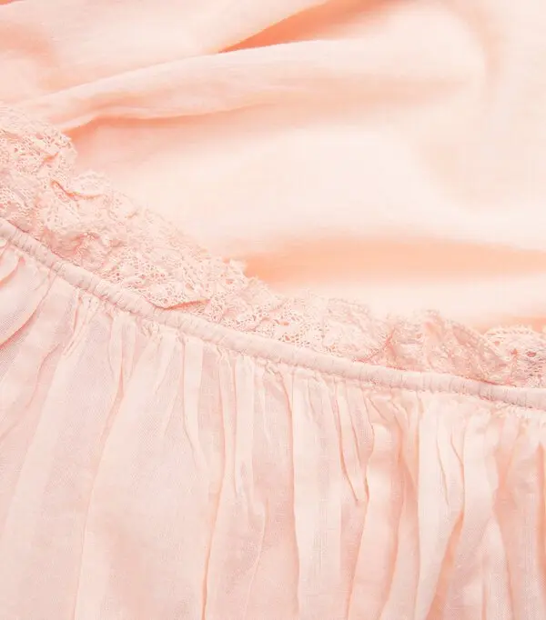 DÔEN Organic Cotton Frederica Blouse With Ruffles And Embroidery - Pink