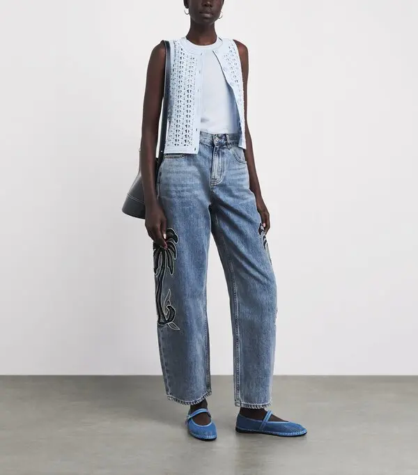 Sandro Embroidered Barrel Jeans