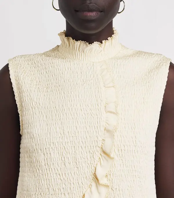 Sandro Ruffled Smock Sleeveless Top - Yellow