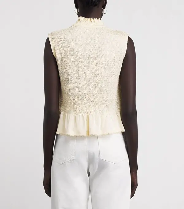 Sandro Ruffled Smock Sleeveless Top - Yellow
