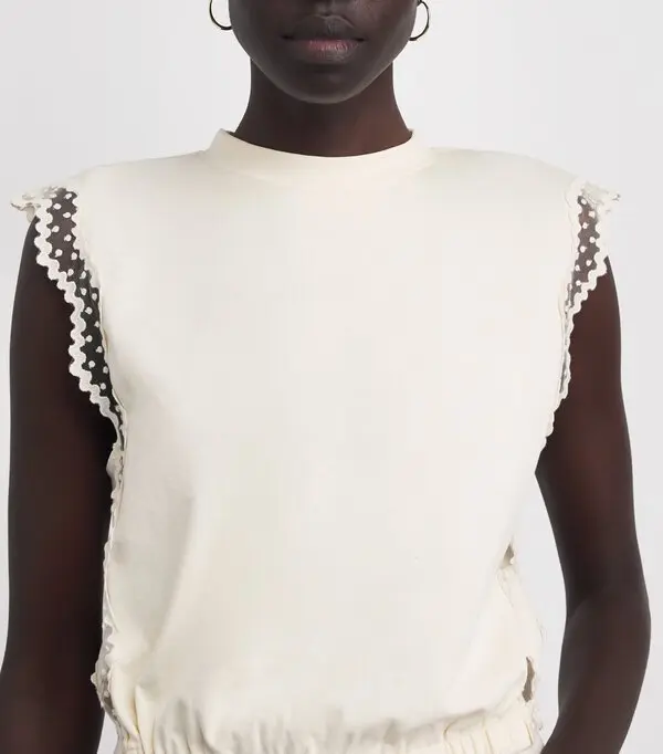 Sandro Cotton Lace Crop Top