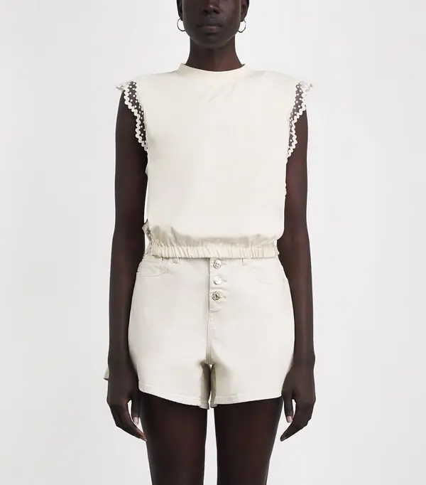 Sandro Cotton Lace Crop Top