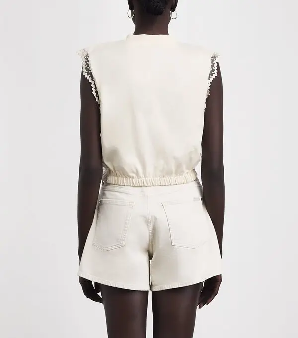Sandro Cotton Lace Crop Top