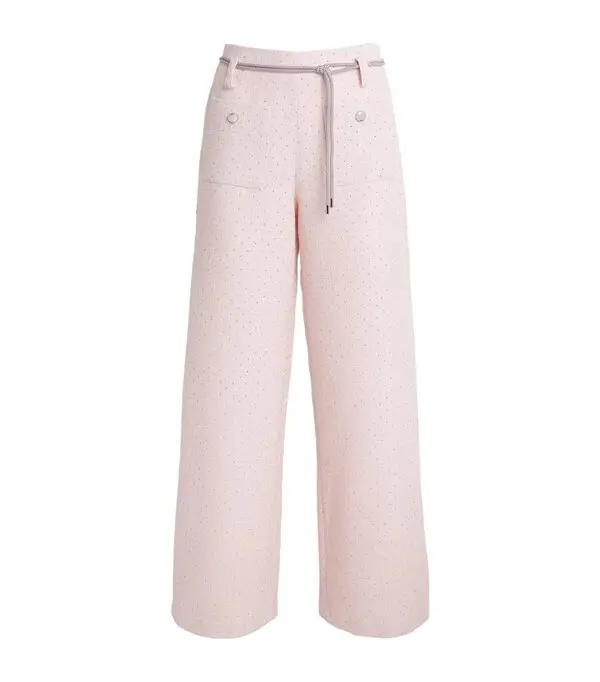 Maje Tweed Wide-leg Trousers - Pink