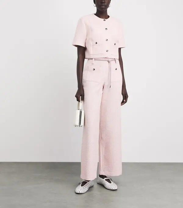Maje Tweed Wide-leg Trousers - Pink
