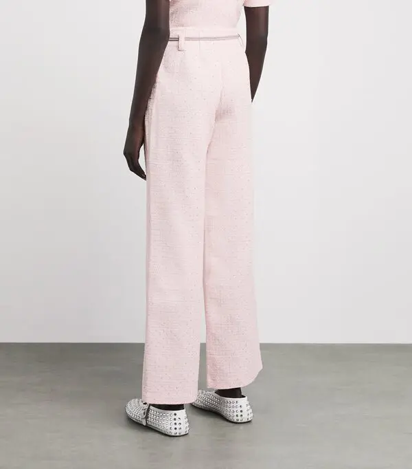 Maje Tweed Wide-leg Trousers - Pink
