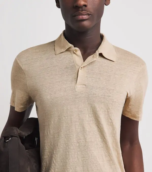 Sandro Linen Polo Shirt - Beige