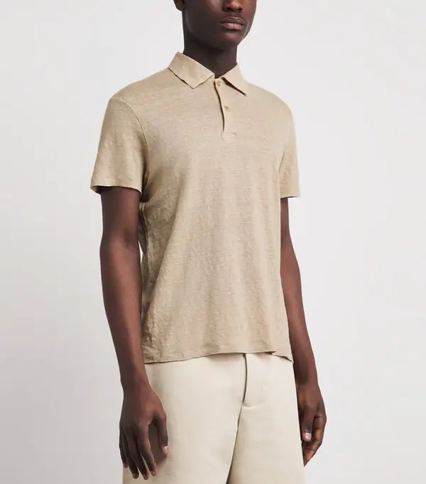 Sandro Linen Polo Shirt - Beige