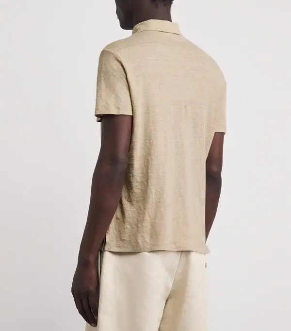 Sandro Linen Polo Shirt - Beige