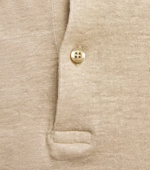 Sandro Linen Polo Shirt - Beige
