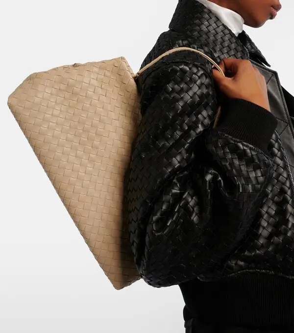 Bottega Veneta 1998 Intrecciato Leather Shoulder Bag - Beige