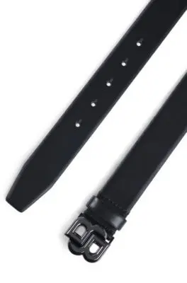 BOSS Italian-leather Belt With Monogram Buckle