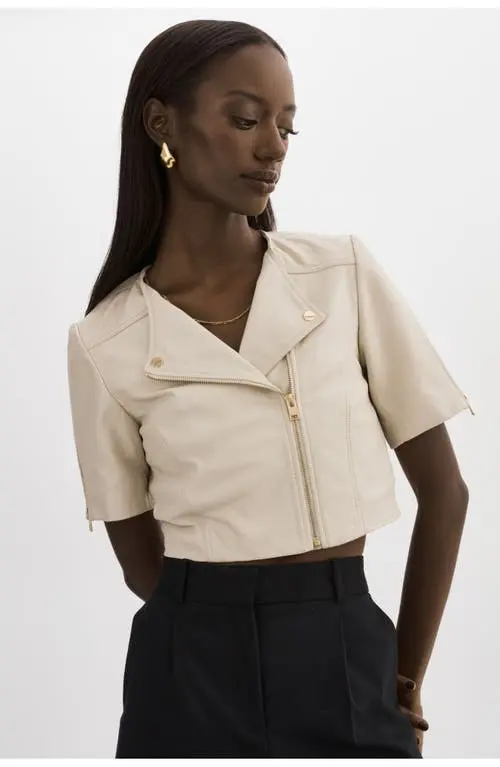 LAMARQUE Kirsi Cropped Biker Jacket - Bone