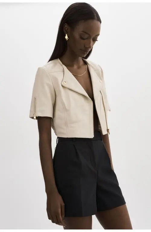 LAMARQUE Kirsi Cropped Biker Jacket - Bone