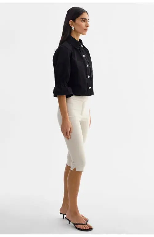 LAMARQUE Carolina Denim Ruffle Sleeve Jacket - Black