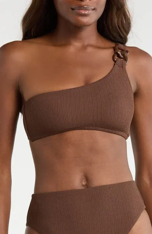 Sanctuary One-shoulder Ring Bikini Top - Espresso