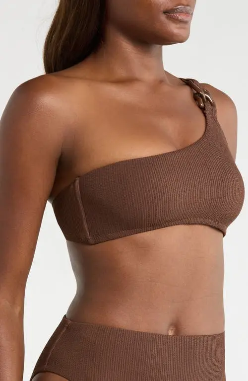 Sanctuary One-shoulder Ring Bikini Top - Espresso