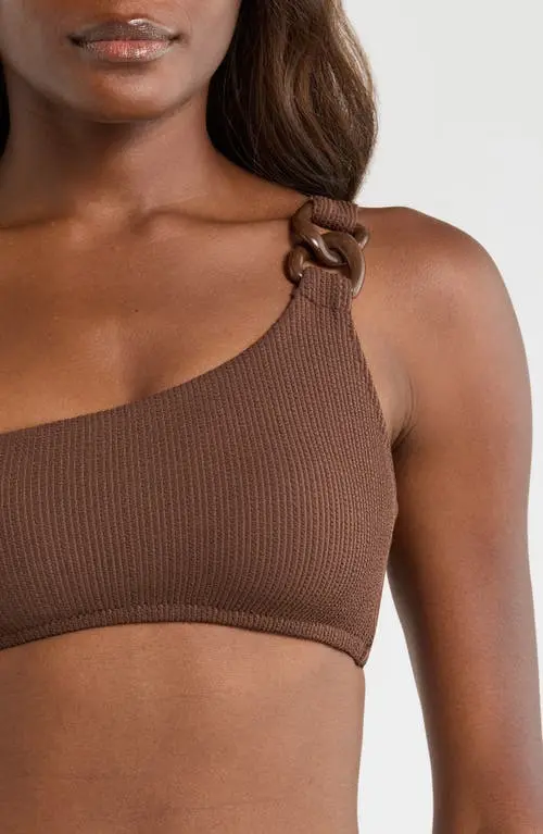 Sanctuary One-shoulder Ring Bikini Top - Espresso