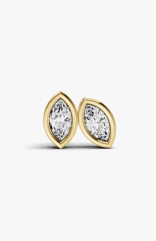 SEREIA OFFICIAL 14k Gold Studs 0.5 Carat Marquise Bezel Solitaire - Yellow Gold
