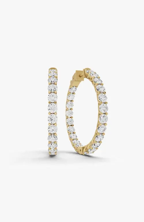 SEREIA OFFICIAL 14k Gold 3 Ct Earrings Lucida Round Diamond Hoops - Yellow Gold