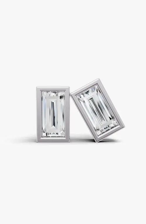 SEREIA OFFICIAL Studs Earrings 14k Gold 1 Ct Sereia Baguette Bezel - White Gold