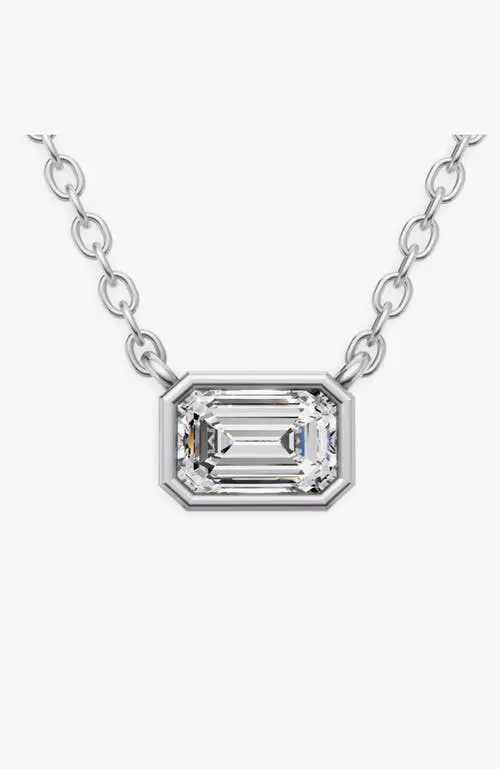SEREIA OFFICIAL 14k Gold 0.5 Ct Lab-grown Emerald Cut Bezel Pendant - White Gold